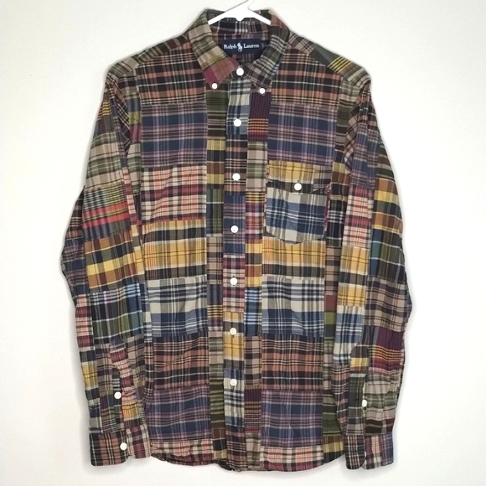 Polo Ralph Lauren Patchwork Plaid Shirt Small Madras … - Gem